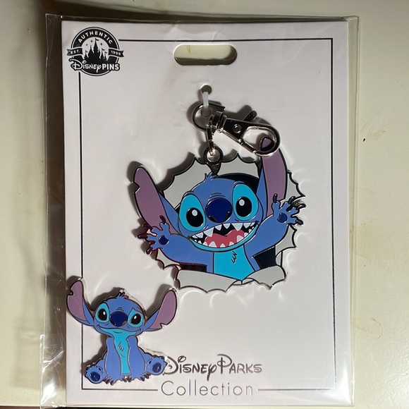 Disney | Jewelry | Stitch Medal And Keychain Pin Set | Poshmark